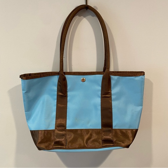 Avon | Bags | Vintage 9s Avon Light Blue And Brown Tote Bag | Poshmark